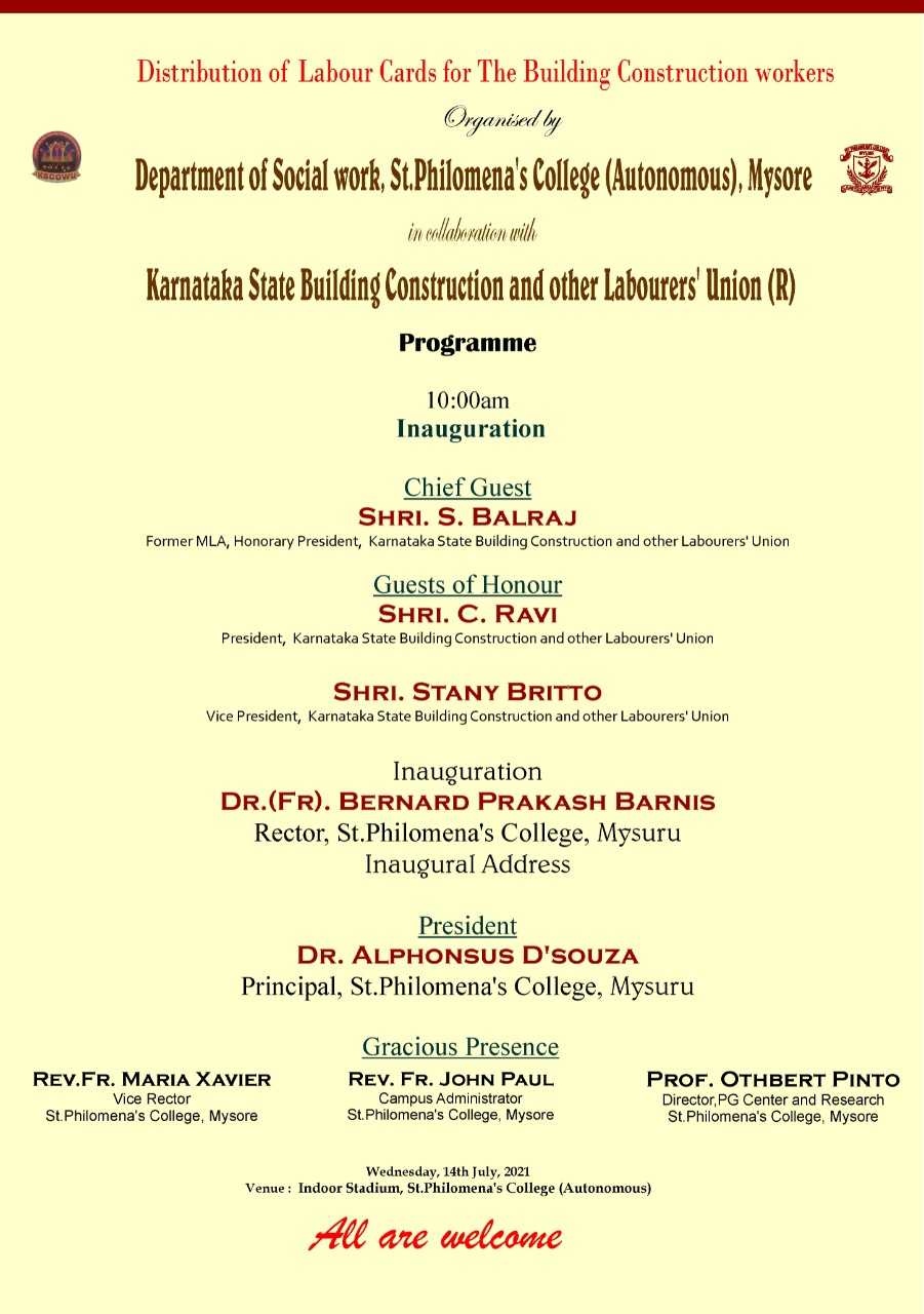 Distribution of labour cards for the building construction workers